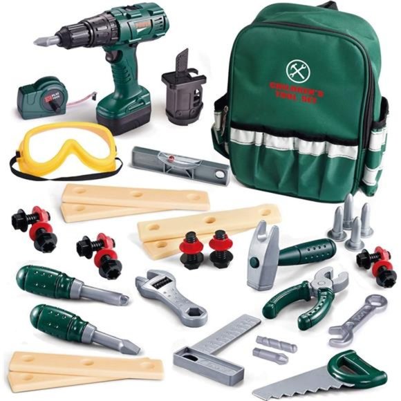Toys | 35 Pieces Kids Tool Set Including Electronic Cordless Drill ...